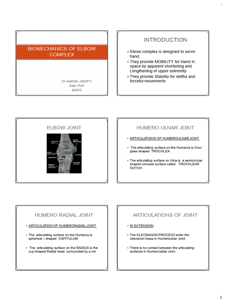 Elbow Complex Biomechanics Overview | PDF | Elbow | Anatomical Terms Of ...