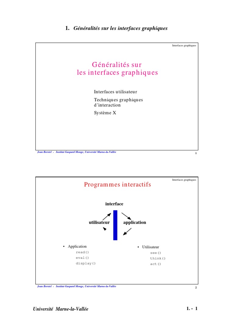 1 Interfaces | PDF | Client–serveur | Interface graphique