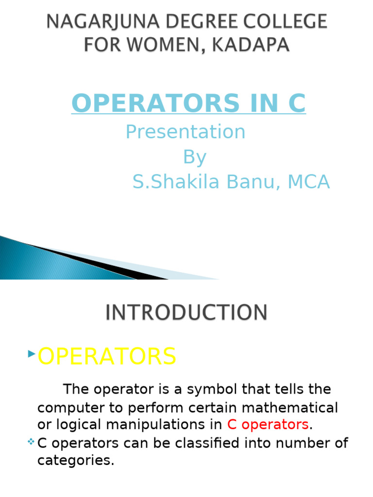 C Operators Pdf