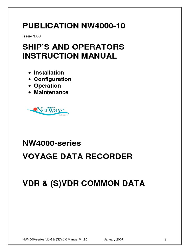 NW4000-10 VDR Ships and Operators Instruction Manual v 1.80- | PDF ...