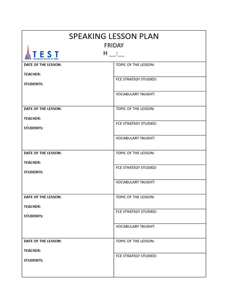 SPEAKING LESSON PLAN.docx - Documenti Google | PDF