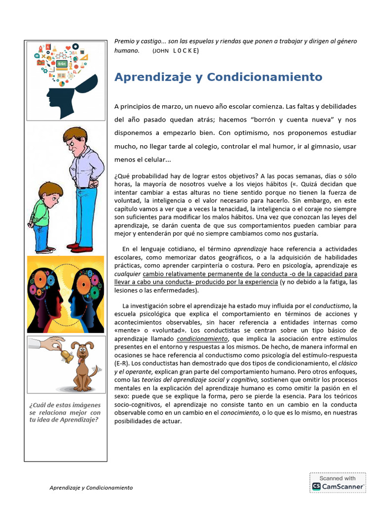 05 Aprendizaje y Condicionamiento 2024 | PDF | Reforzamiento | Aprendizaje