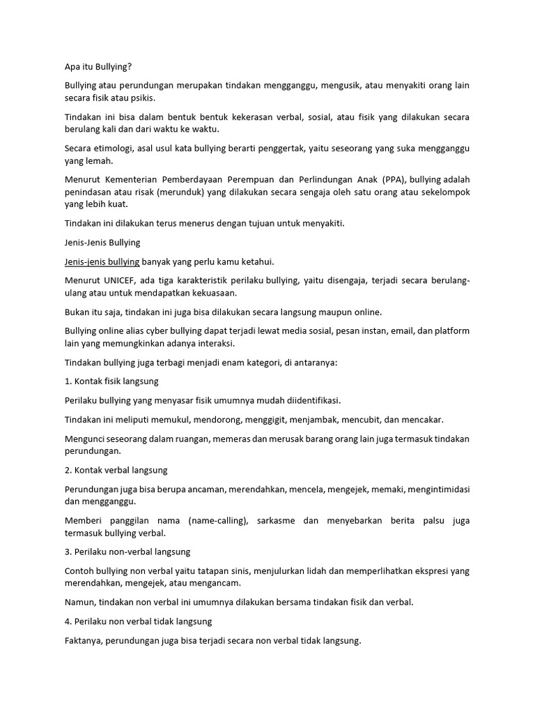 Pengertian dan Jenis Bullying | PDF