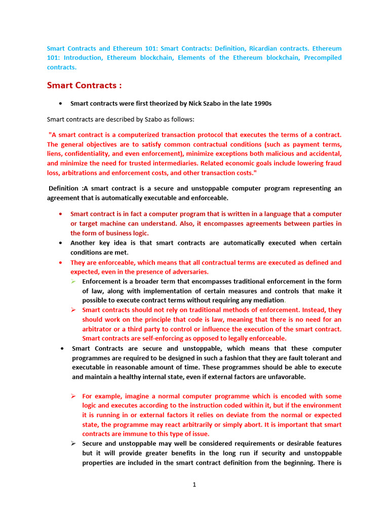 4 Smart Contracts and Ethereum 101 | PDF | Computer Data Storage | Computing