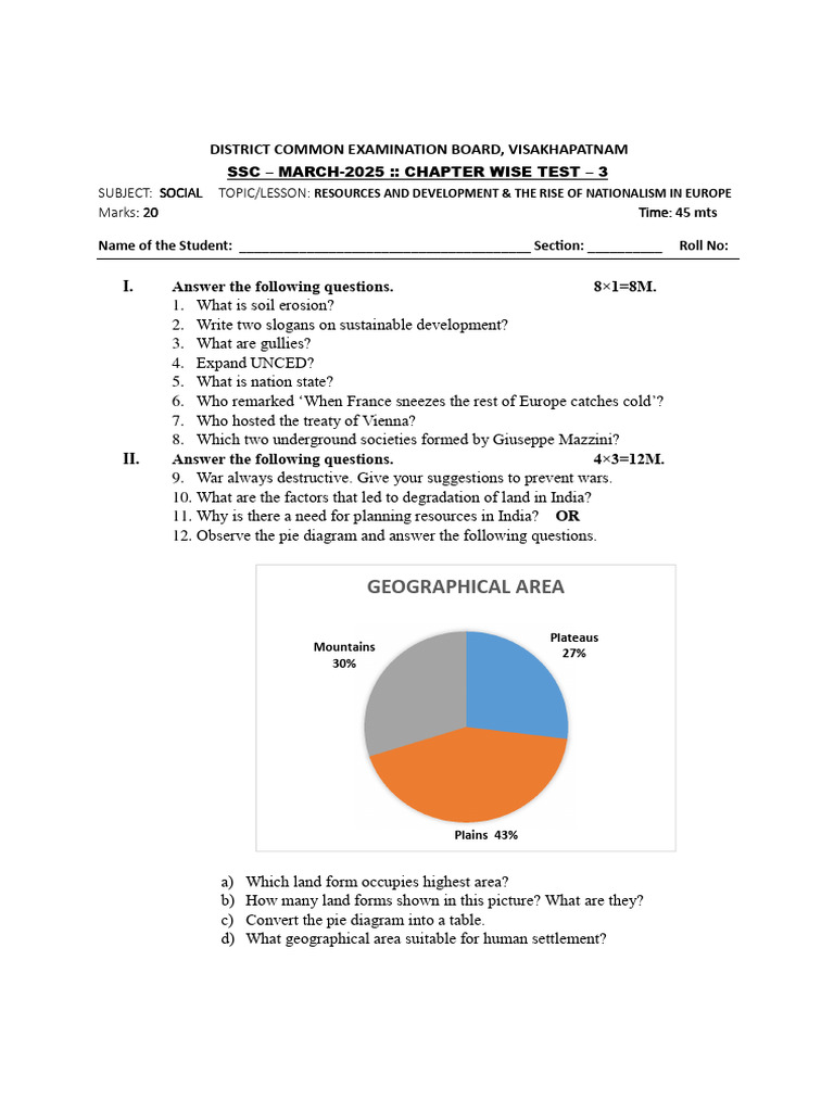 SSC Social Exam: Resources & Nationalism | PDF