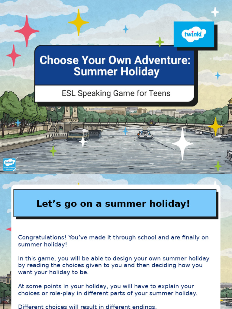 T 1724429540 Esl Choose Your Own Adventure Summer Holiday Speaking PPT ...