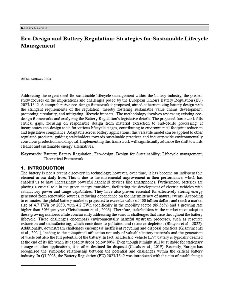 Eco-Design Strategies for Battery Sustainability | PDF | Life Cycle Assessment | Sustainability