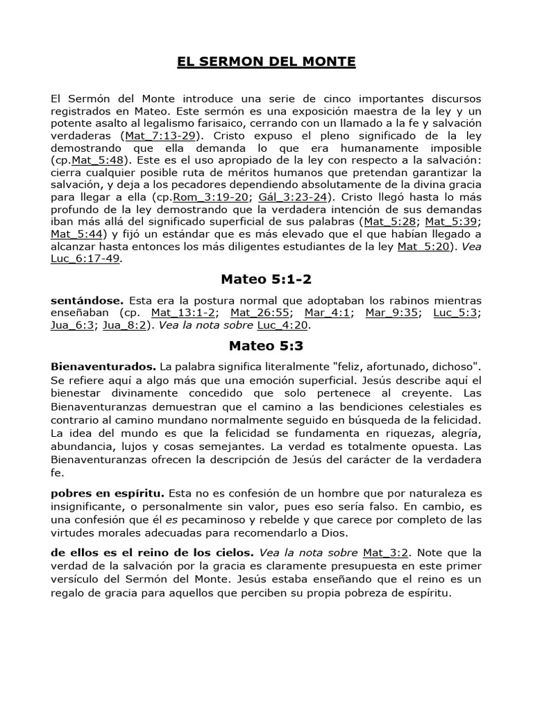 El Sermon Del Monte (Final) | PDF | Sermón de la Montaña | Evangelio de ...