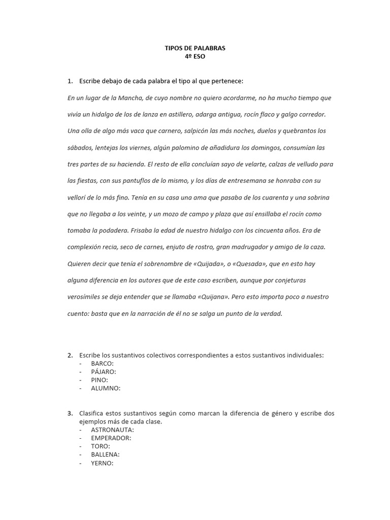 Tipos de Palabras en Español: Guía Completa | PDF | Adverbio | Semántica