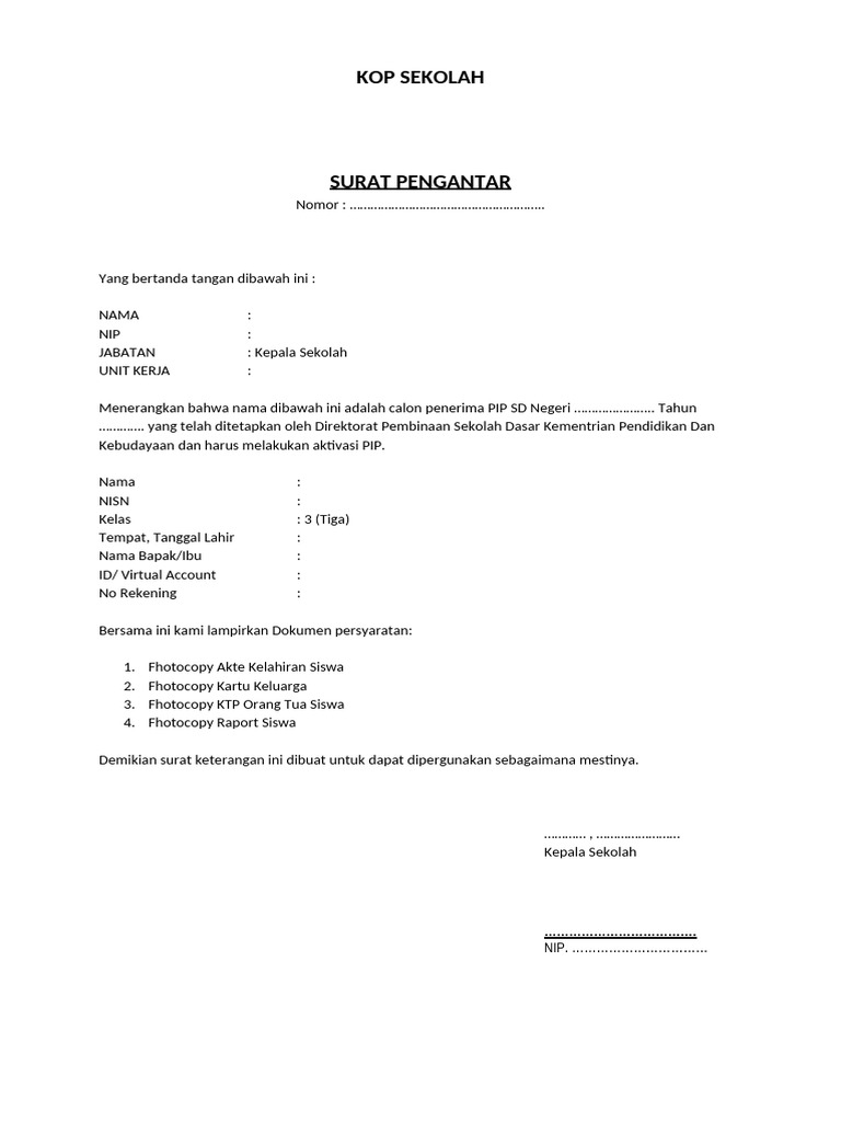 Surat Pengantar Pip | PDF