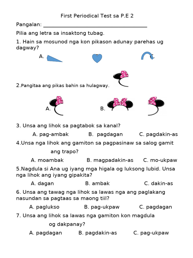 First Periodical Test in P.E | PDF