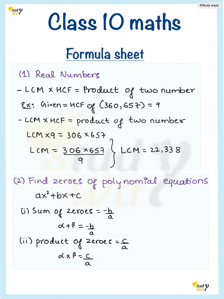 Maths Formula Sheet | PDF