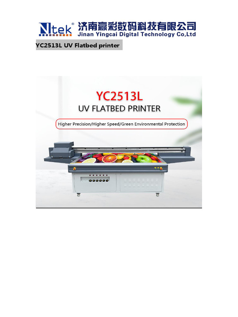 NTEK YC2513L Uv Flatbed Printer | PDF | Printer (Computing) | Ultraviolet
