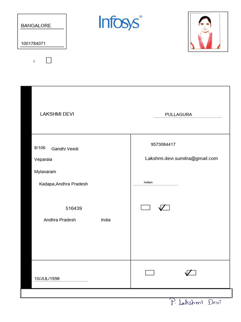 Infy_Application Form - Lateral - 8.2 | PDF | Justice | Crime & Violence