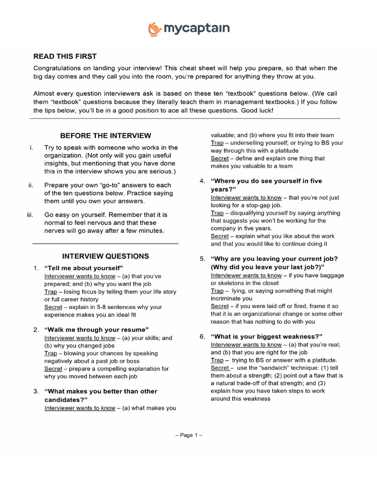 Interview Cheatsheet 1 Pdf