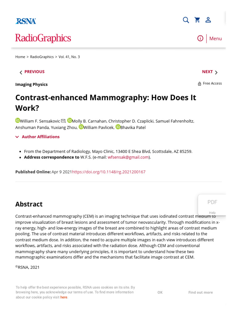 Contrast-Enhanced Mammography - How Does It Work - RadioGraphics | PDF ...