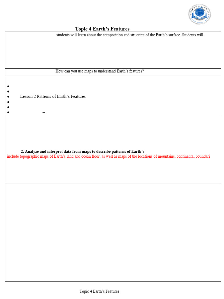 2022-2023_Grade_4_Topic_4_Earths_Features_Unit_2 | PDF | Rock (Geology ...