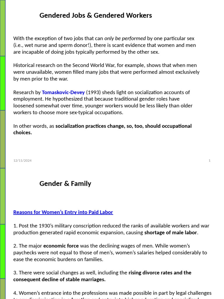 10. Gendered Work & State | PDF | Employment | Labour Economics