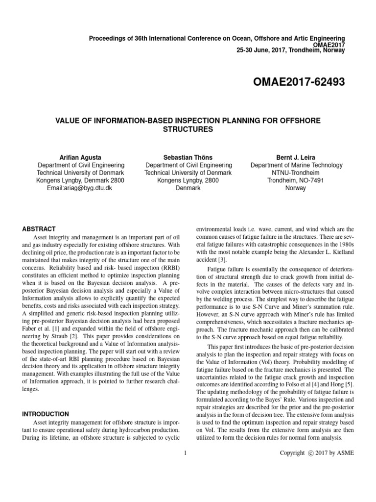 Value of Information-Based Inspection Planning For Offshore Structures ...
