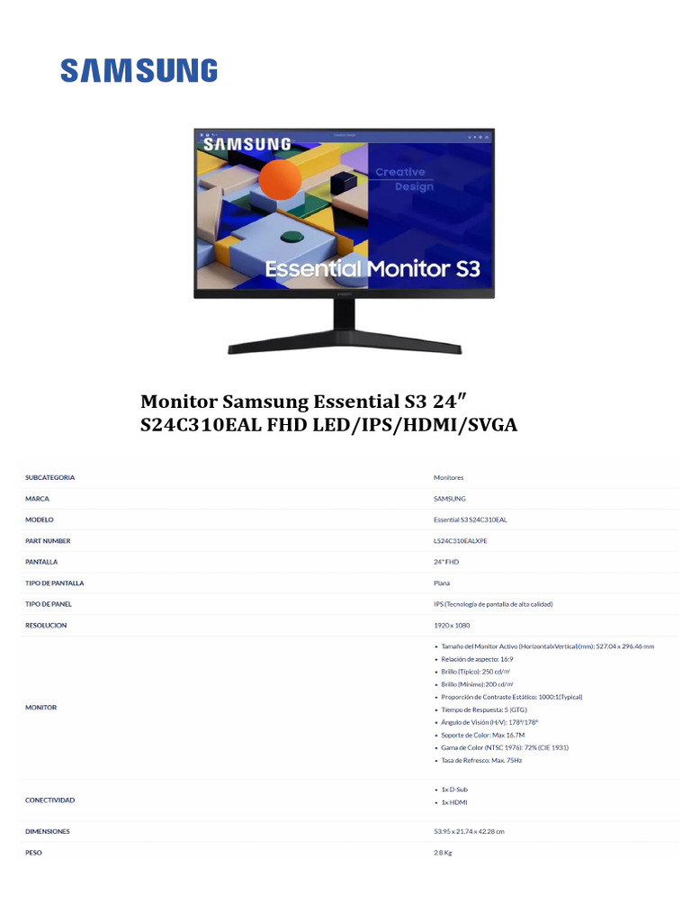 Monitor de 24 Samsung - Ficha Tecnica | PDF