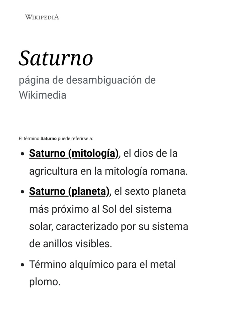 Saturno - Wikipedia, la enciclopedia libre | PDF