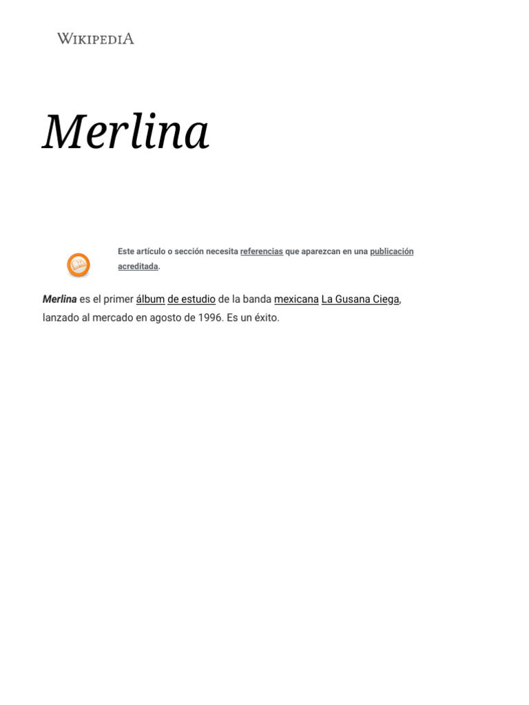 Merlina - Wikipedia, La Enciclopedia Libre | PDF | La música rock ...