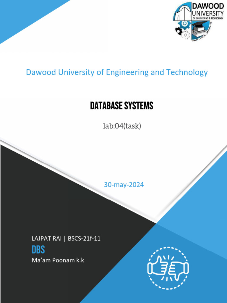 Database Systems: Dawood University of Engineering and Technology | PDF