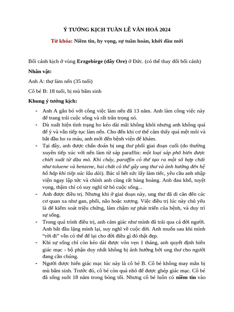 Ý TƯỞNG KỊCH 2024 | PDF