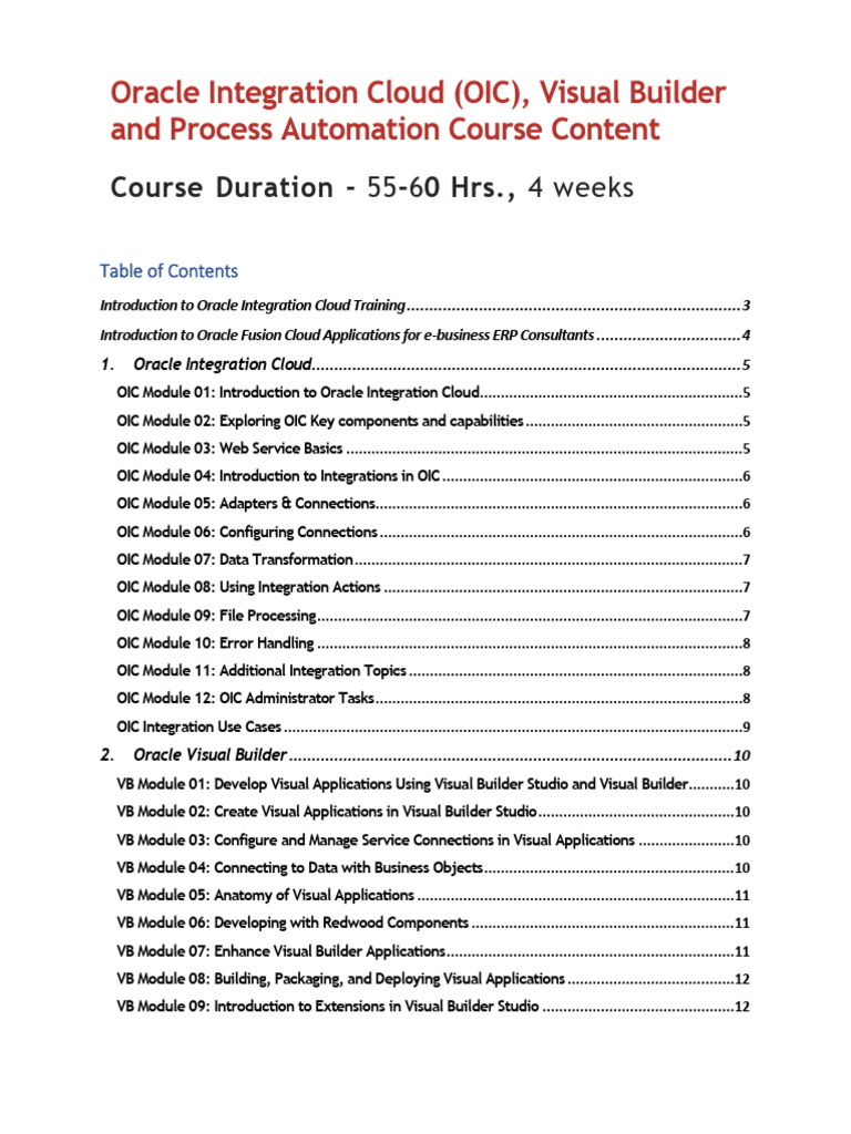 OIC, Visual Builder and Process Automation Course Content Ver_02 | PDF | Cloud Computing ...