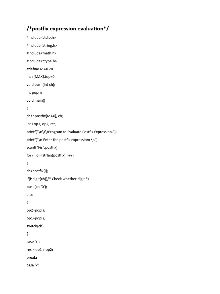 p13 (Postfix Expression Evaluation) | PDF