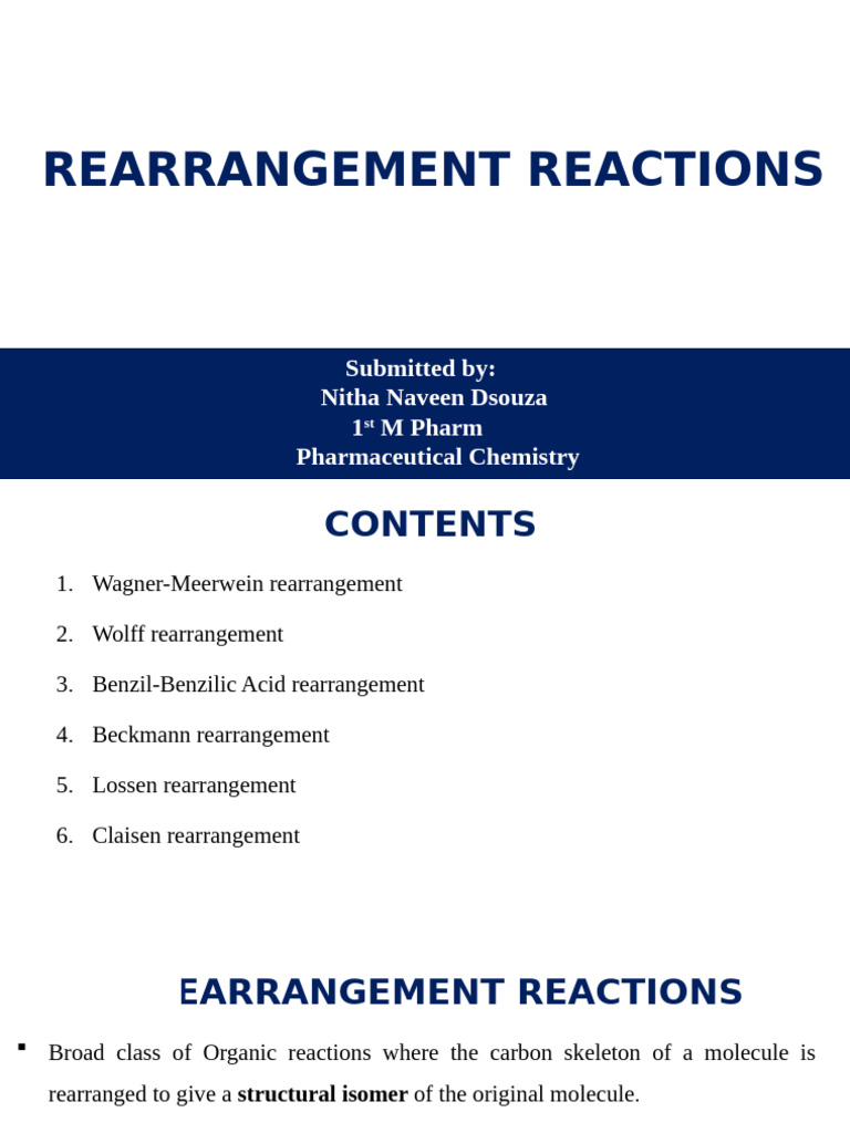 Overview of Organic Rearrangement Reactions | PDF | Chemical Substances ...