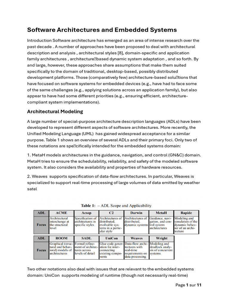 Software Architectures and Embedded Systems | PDF | Operating System | Embedded System