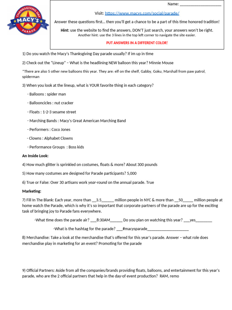 Macys Parade (Updated)-2 | PDF | Balloon