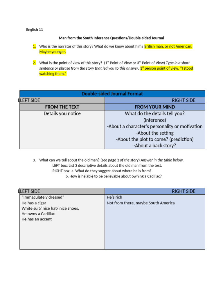 Man From The South - DSJ - 2024-25 | PDF | Narration
