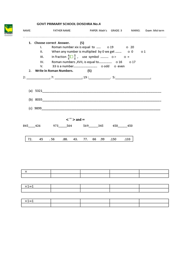 Paper for class 2nd | PDF | Mathematical Notation | Elementary Mathematics