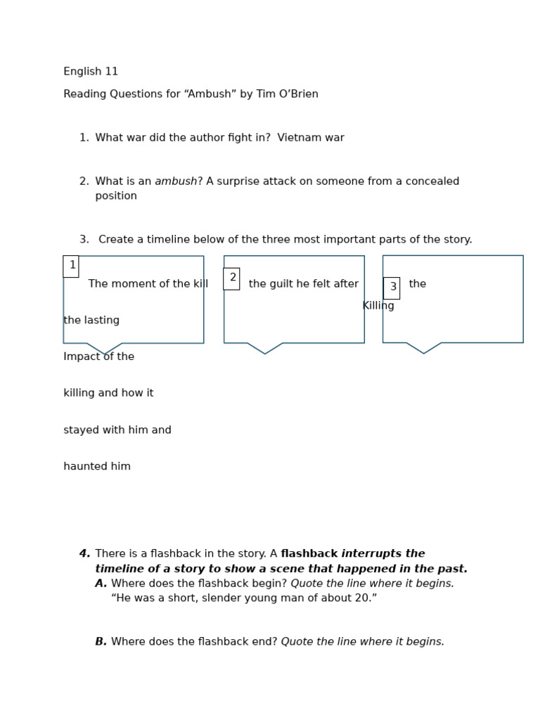 "Reading Questions for O'Brien's 'Ambush'" | PDF