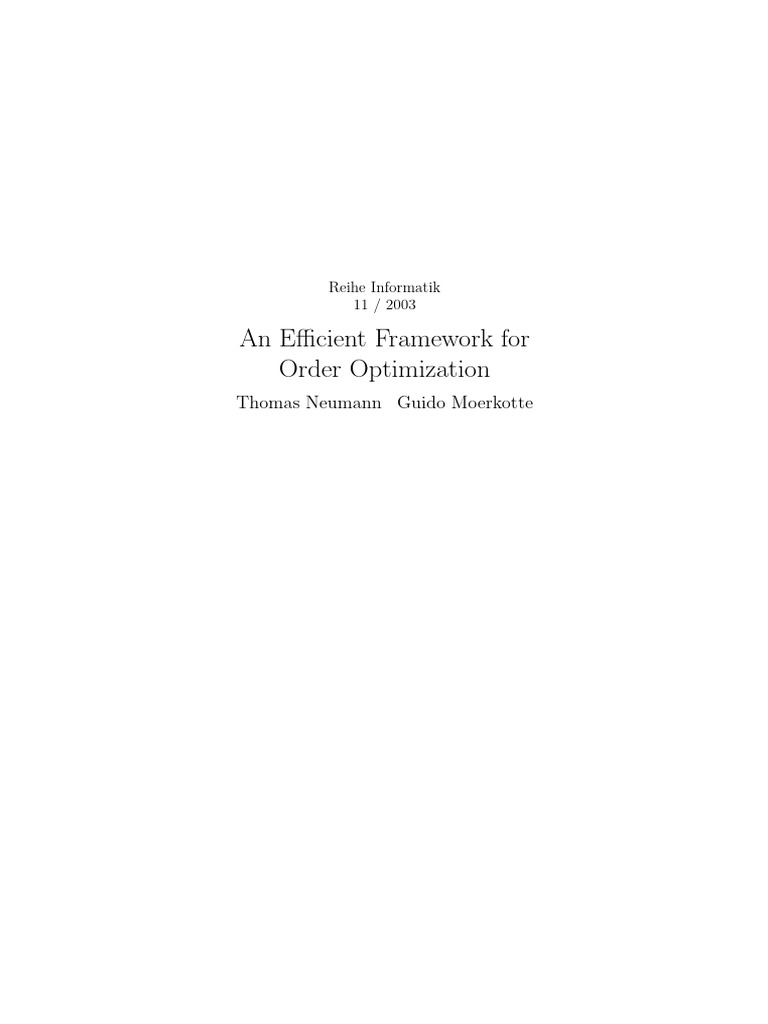 An Efficient Framework For Order Optimization Pdf Algorithms