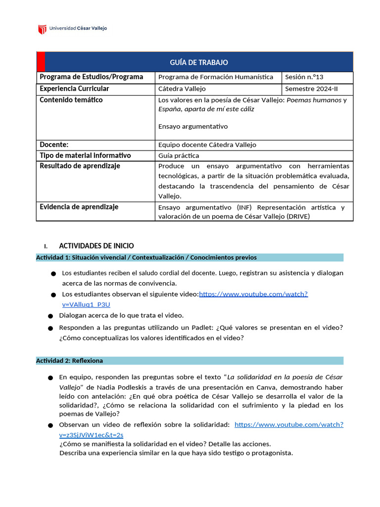 Guía Práctica S13 - 2024-Ii | PDF | Ensayos