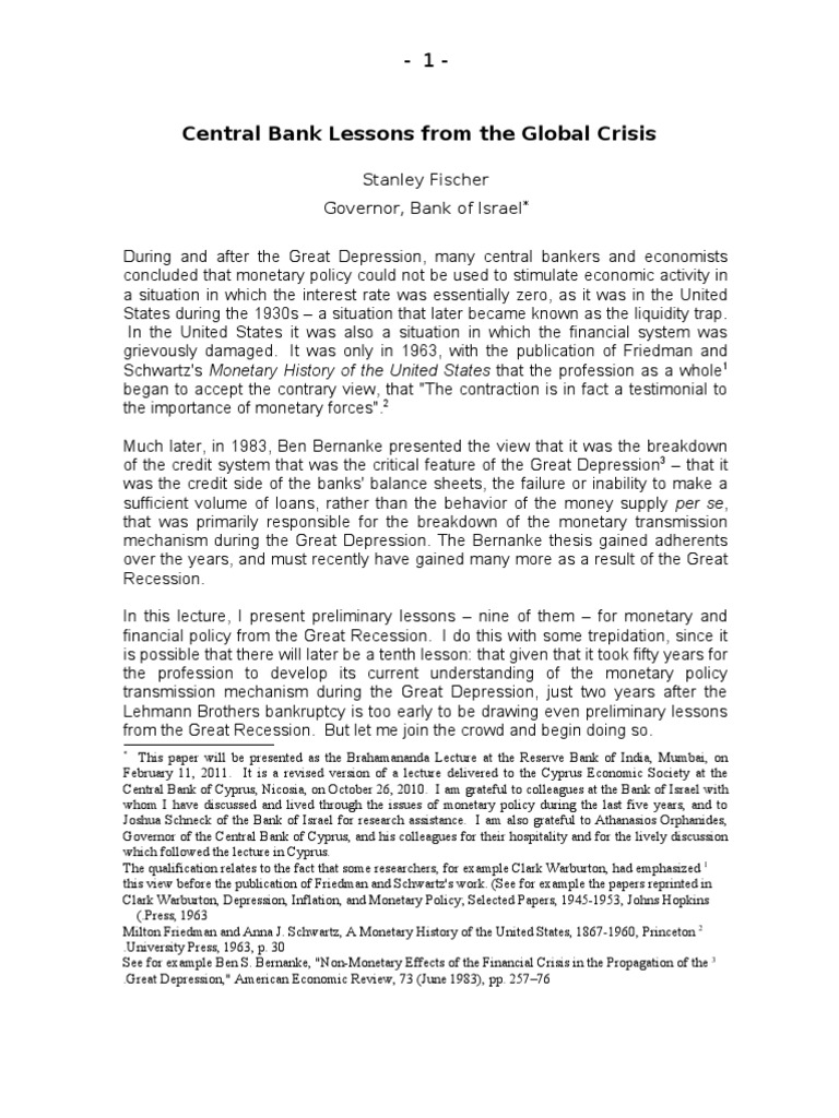 Central Bank Lessons From Crisis | PDF