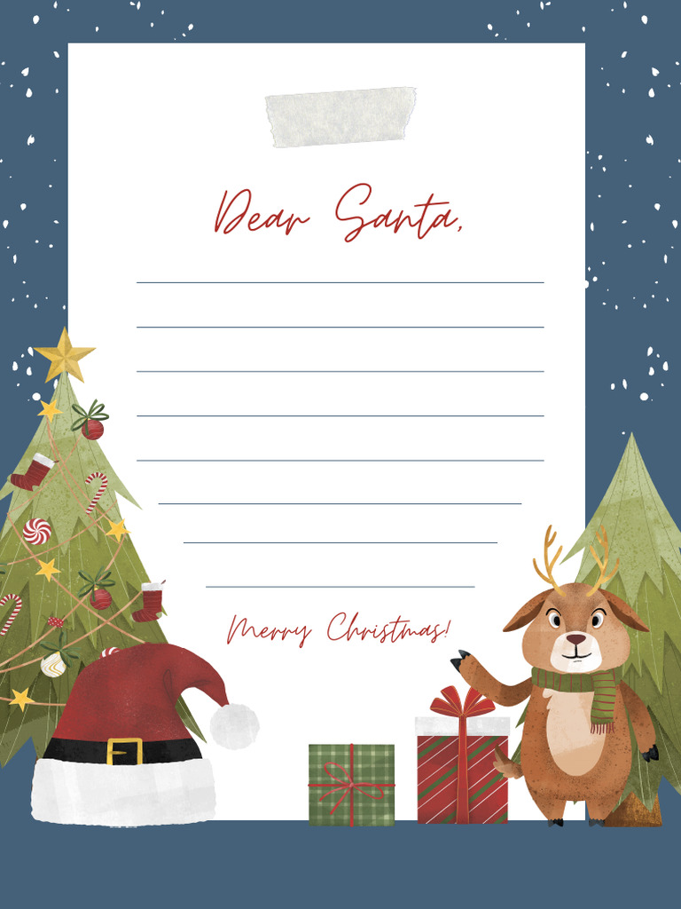 Blue Illustrated Dear Santa Claus Letter | PDF
