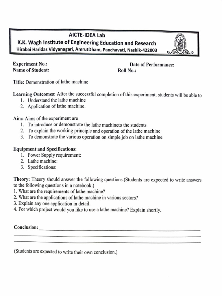 Assignment - Lathe Machine | PDF