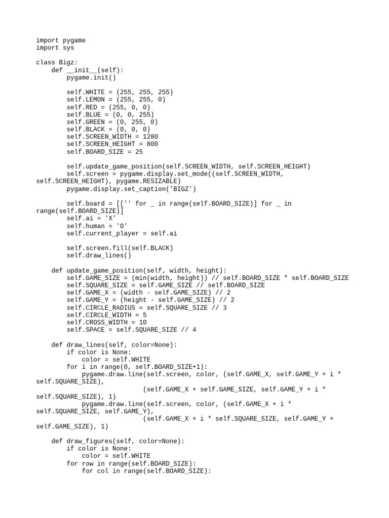 Pygame Tic-Tac-Toe AI Game Code | PDF
