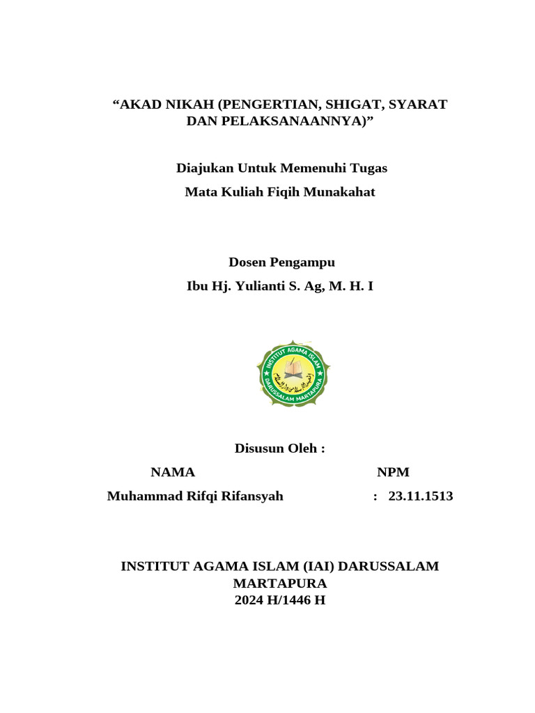 Pengertian dan Syarat Akad Nikah | PDF