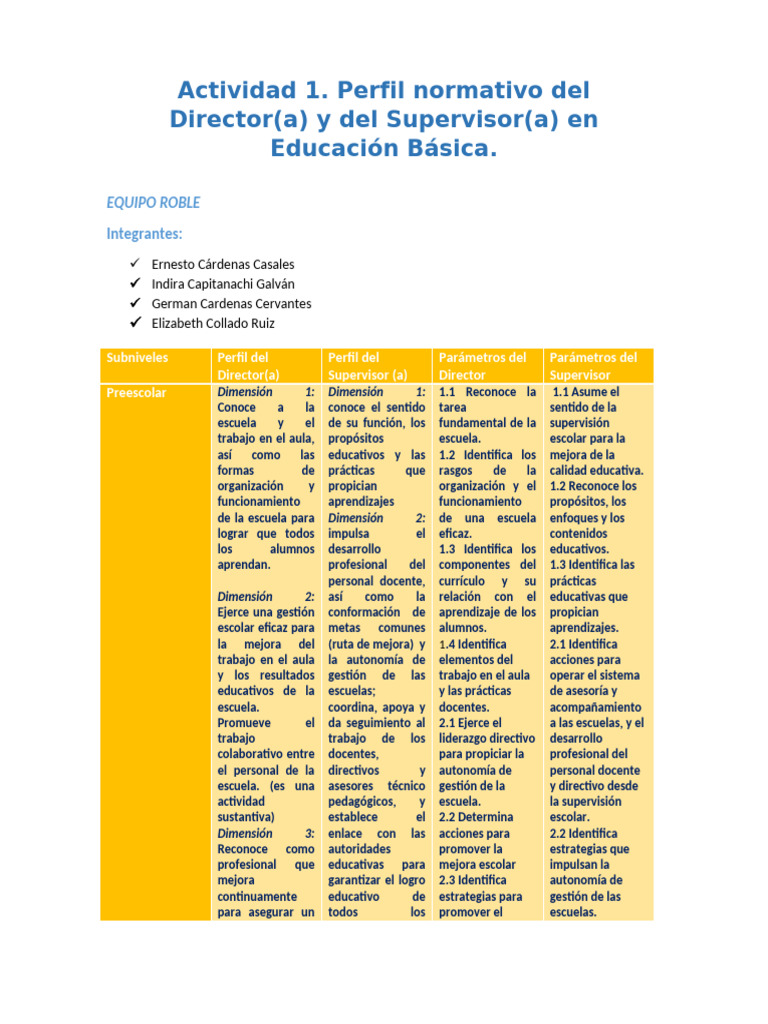 Cuadro Perfiles (M1. B1) | PDF | Escuelas | Plan de estudios