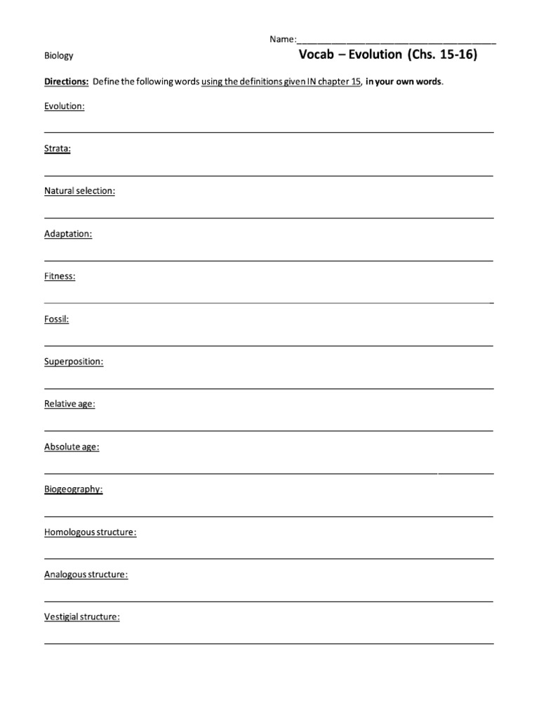 Vocab+Evolution+Ch+15 16 | PDF