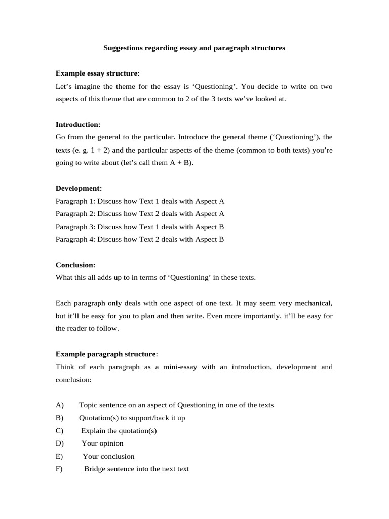 Essay And Paragraph Structure Guide Pdf Essays Paragraph