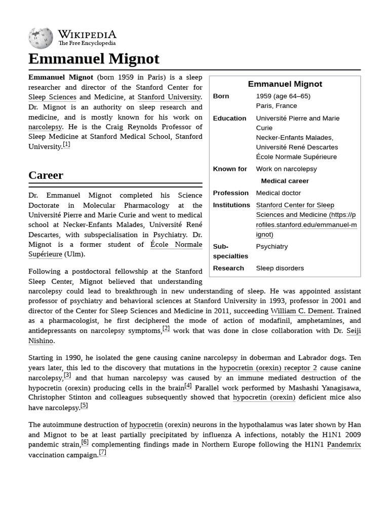 Emmanuel_Mignot | PDF | Medical Specialties | Sleep