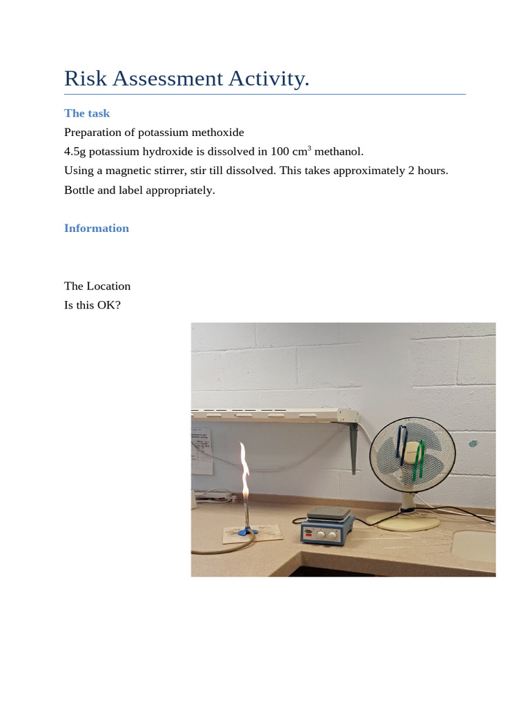 Risk Assessment Activity | PDF | Sodium Hydroxide | Sodium