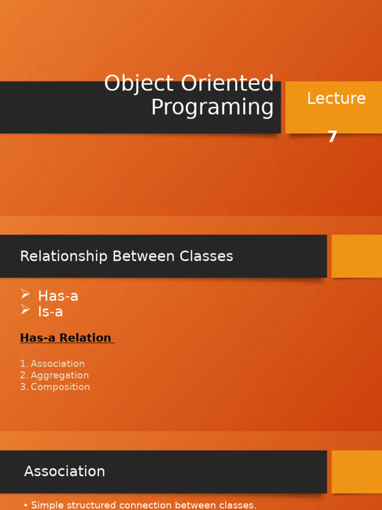 Class Relationships: Association, Aggregation, Composition | PDF
