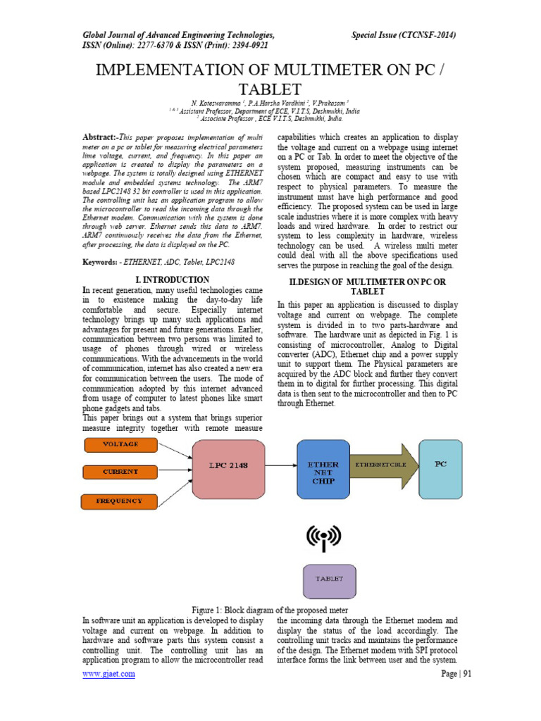 91 94 Implementation of Multimeter On PC Tablet | PDF | Microcontroller ...